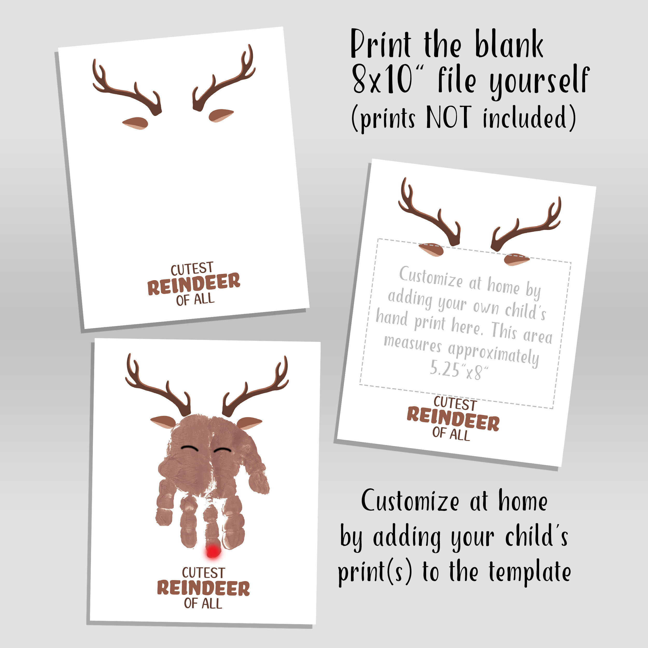 Cutest Reindeer of All Handprint Art, Christmas Xmas Handprint Craft ...
