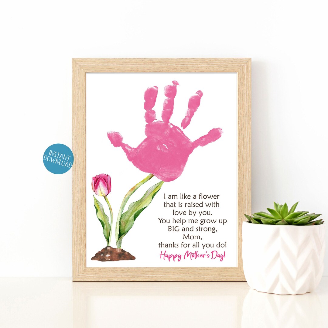 DIY Mother's Day Gift Handprint Flower Gift for Mom From - Etsy