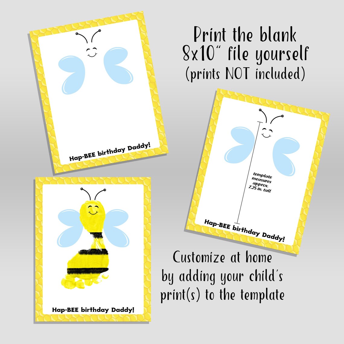 Hap BEE Birthday Footprint Art Craft for Kids Printable - Etsy