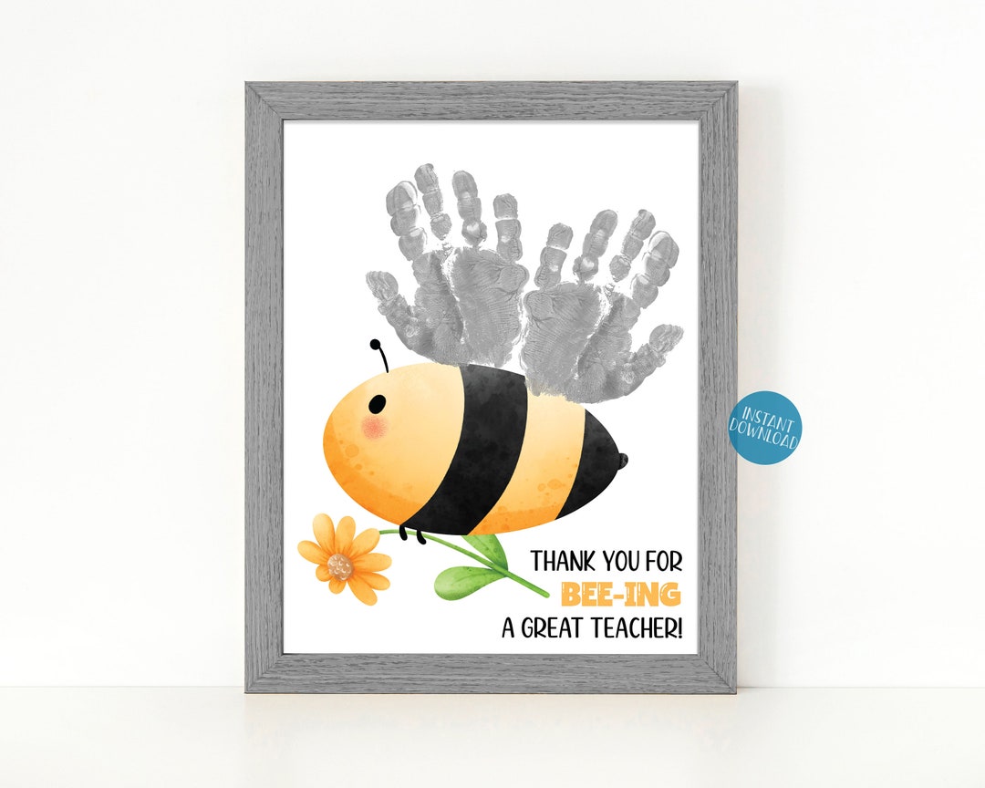 Bee Handprint Craft for Kids, Handprint Art Teacher Appreciation Gift ...