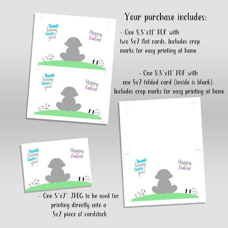 Printable Easter Card Easter Bunny Thumbprint Craft - Etsy