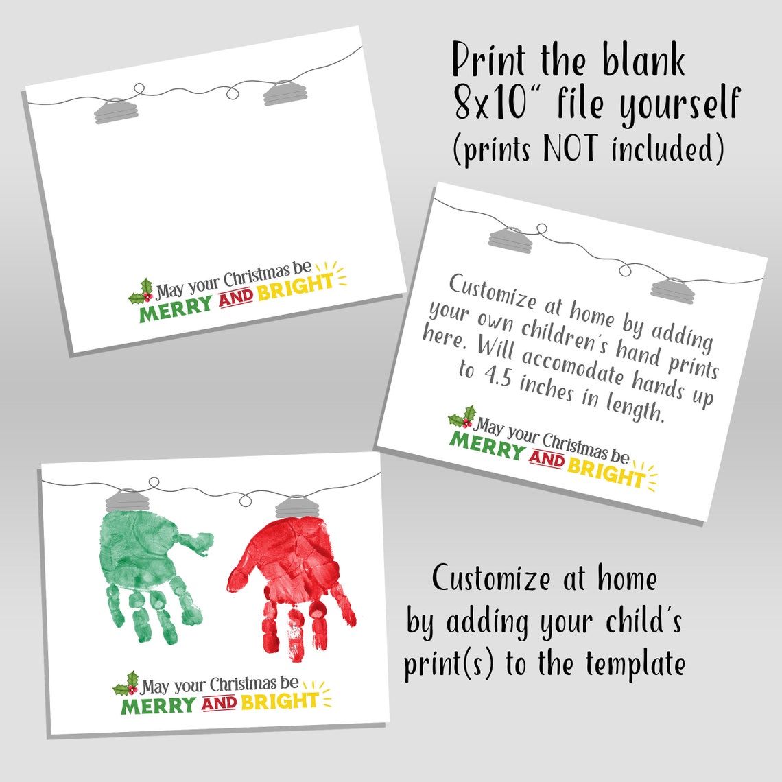 Handprint Christmas Lights, Handprint Art Project for Kids, Merry and ...