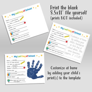 Last Day of School Printable Handprint School Keepsake End - Etsy
