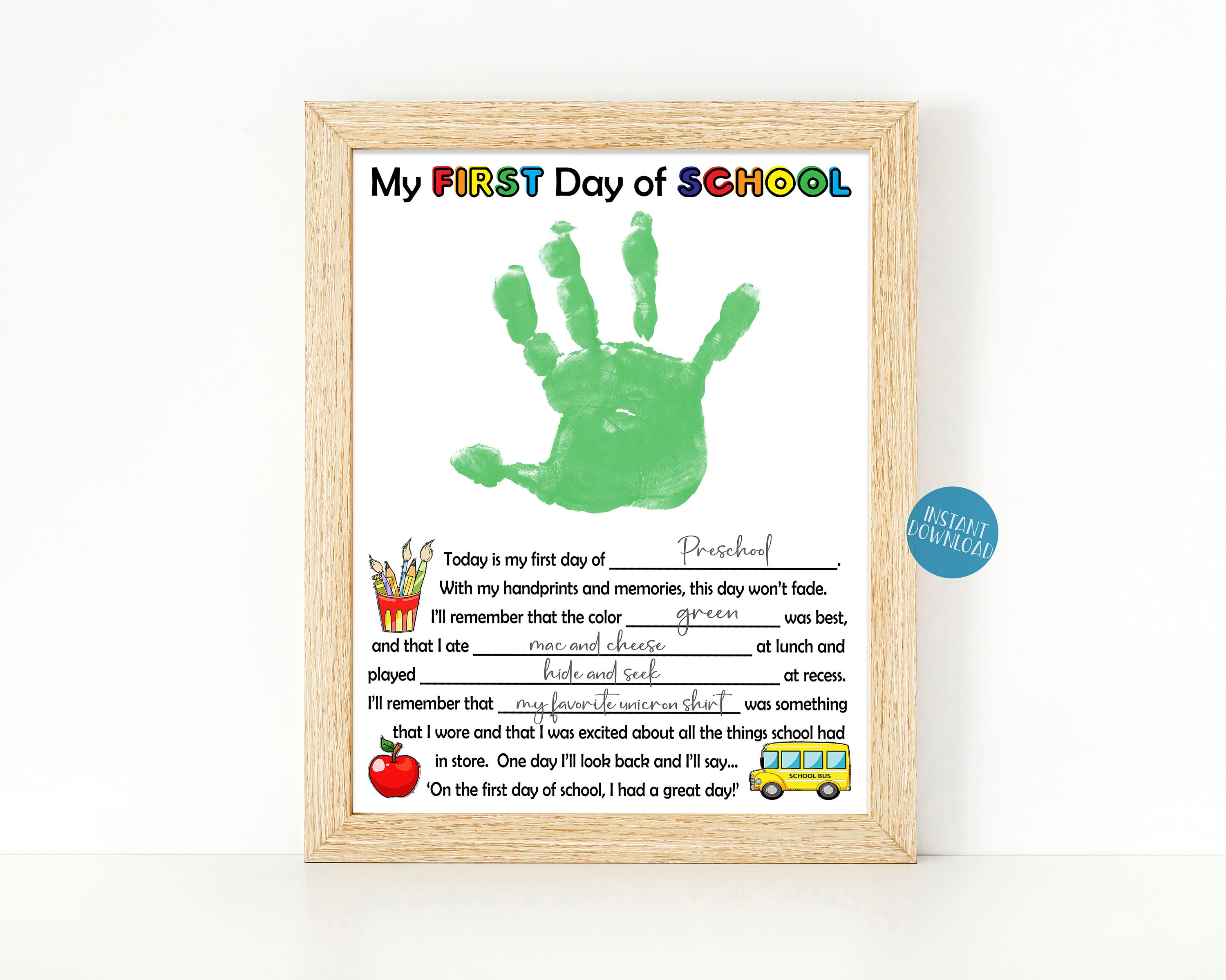 Printable Back to School Kids Keepsake Interview Questions, First Day ...