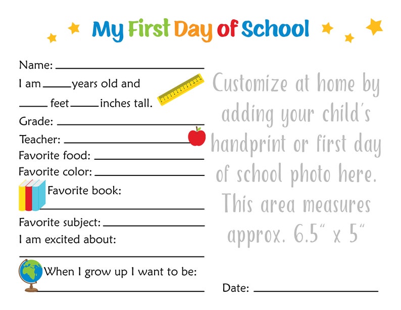 Back to School Handprint Art All About Me Questionnaire - Etsy