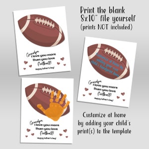 Father's Day Football Handprint Art, Grandpa Football Gift, Grandpa ...