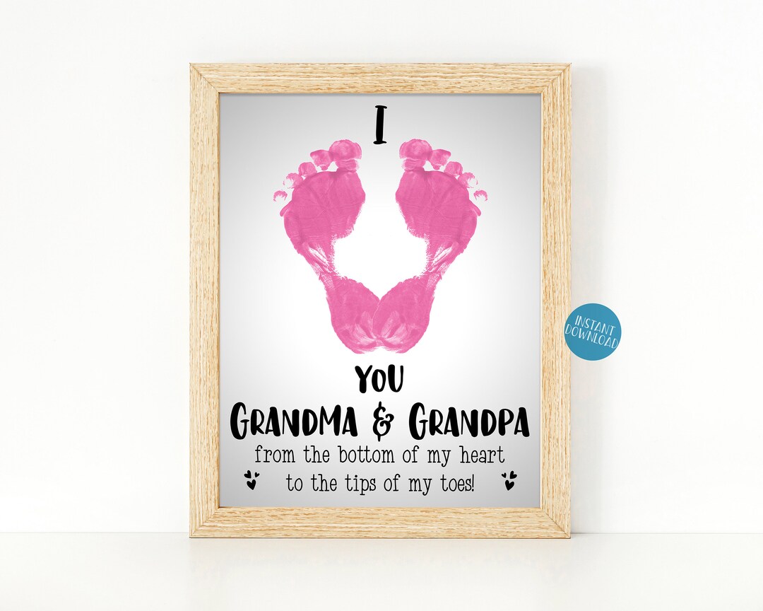 Grandparents Gift, Grandma Gift, Grandpa Gift, Footprint Art, DIY Kid ...