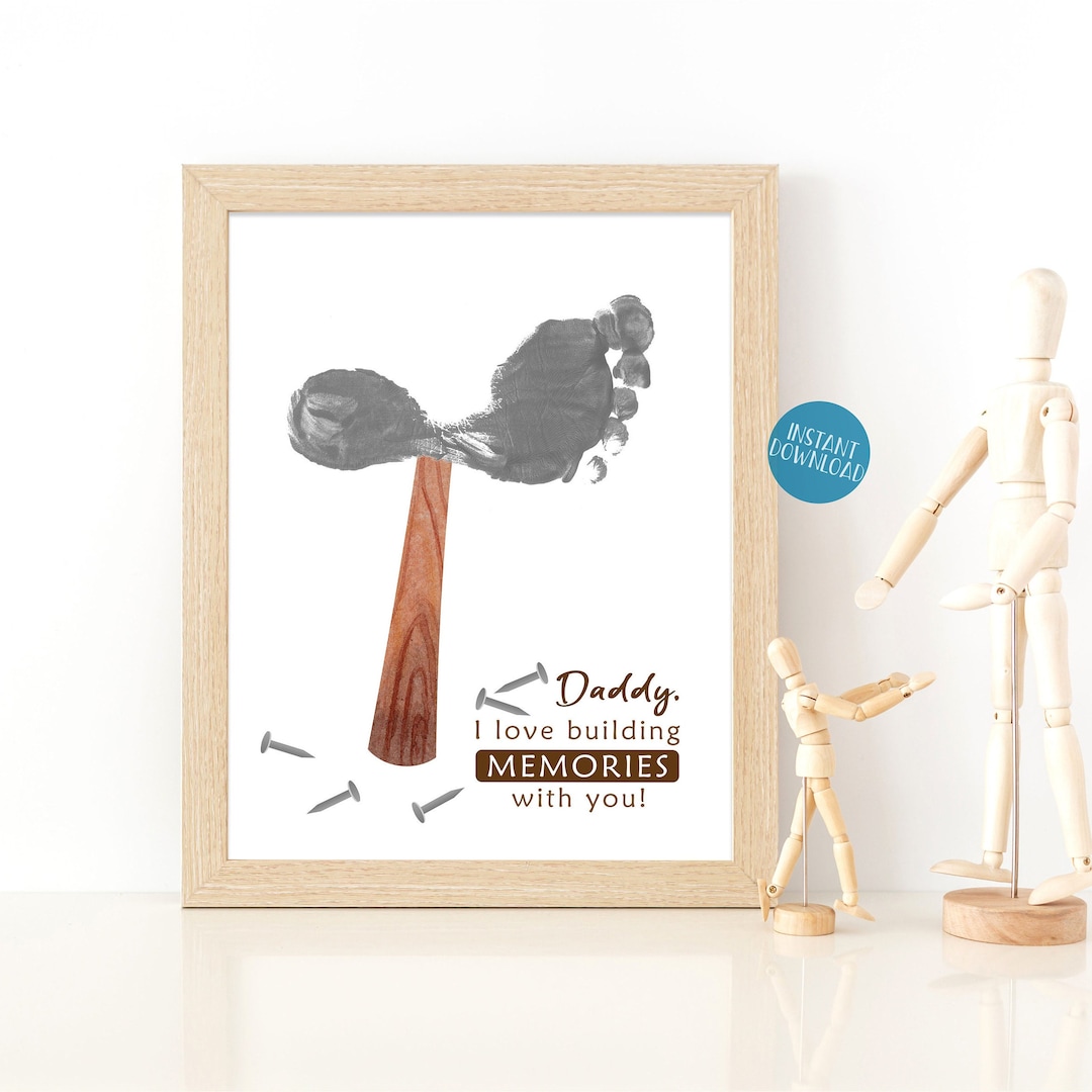 Hammer Footprint Art Project for Toddlers, Gift for Dad, Baby Footprint ...