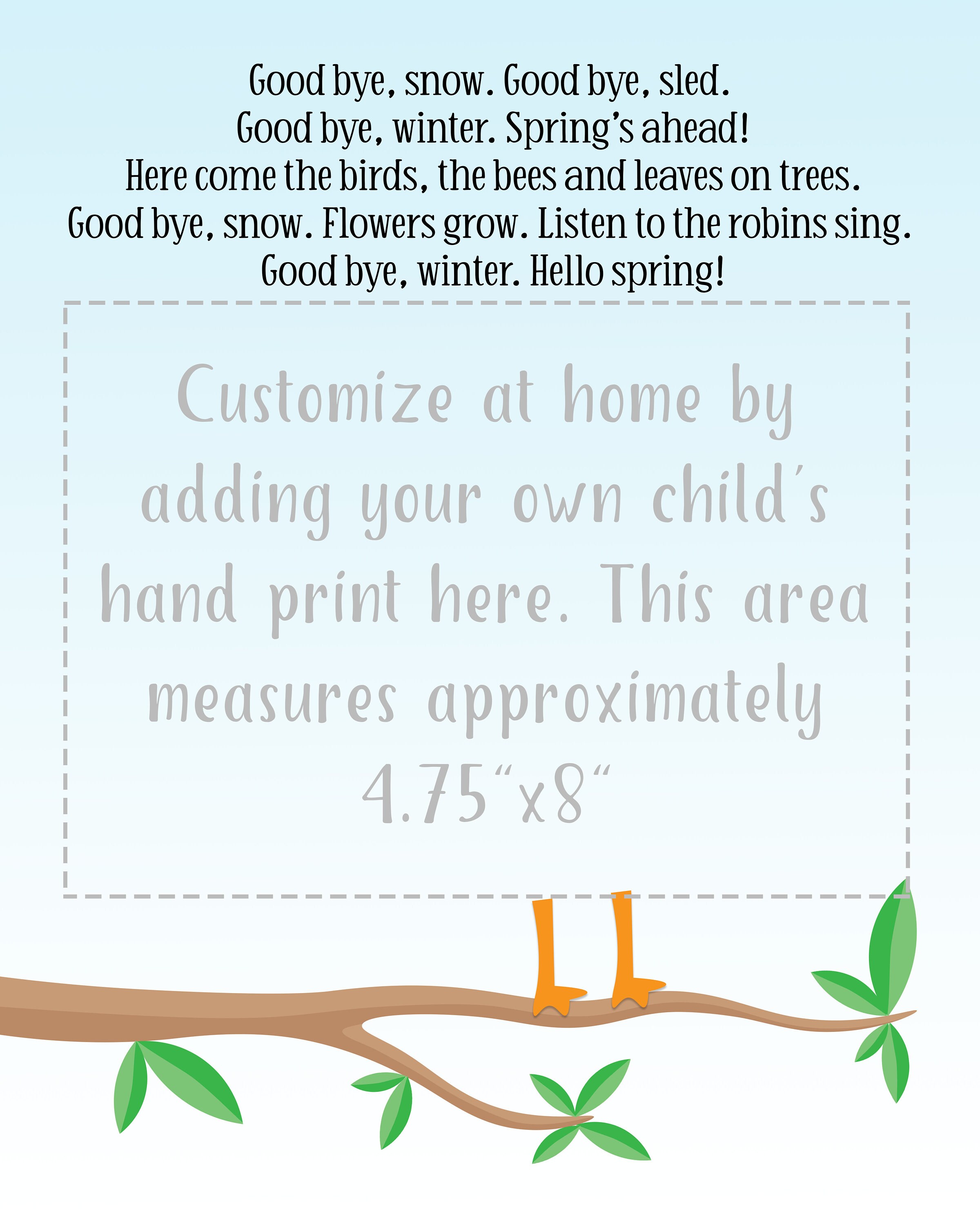 Hello Spring Handprint Art Project for Kids, Bird Handprint Craft for ...
