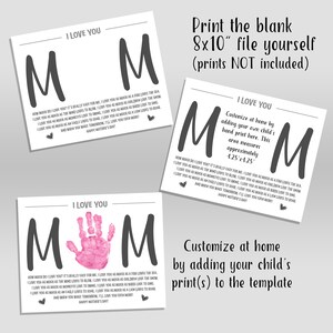 Handprint Art, Mothers Day Poem, Mother's Day Gift From Son, Mothers ...