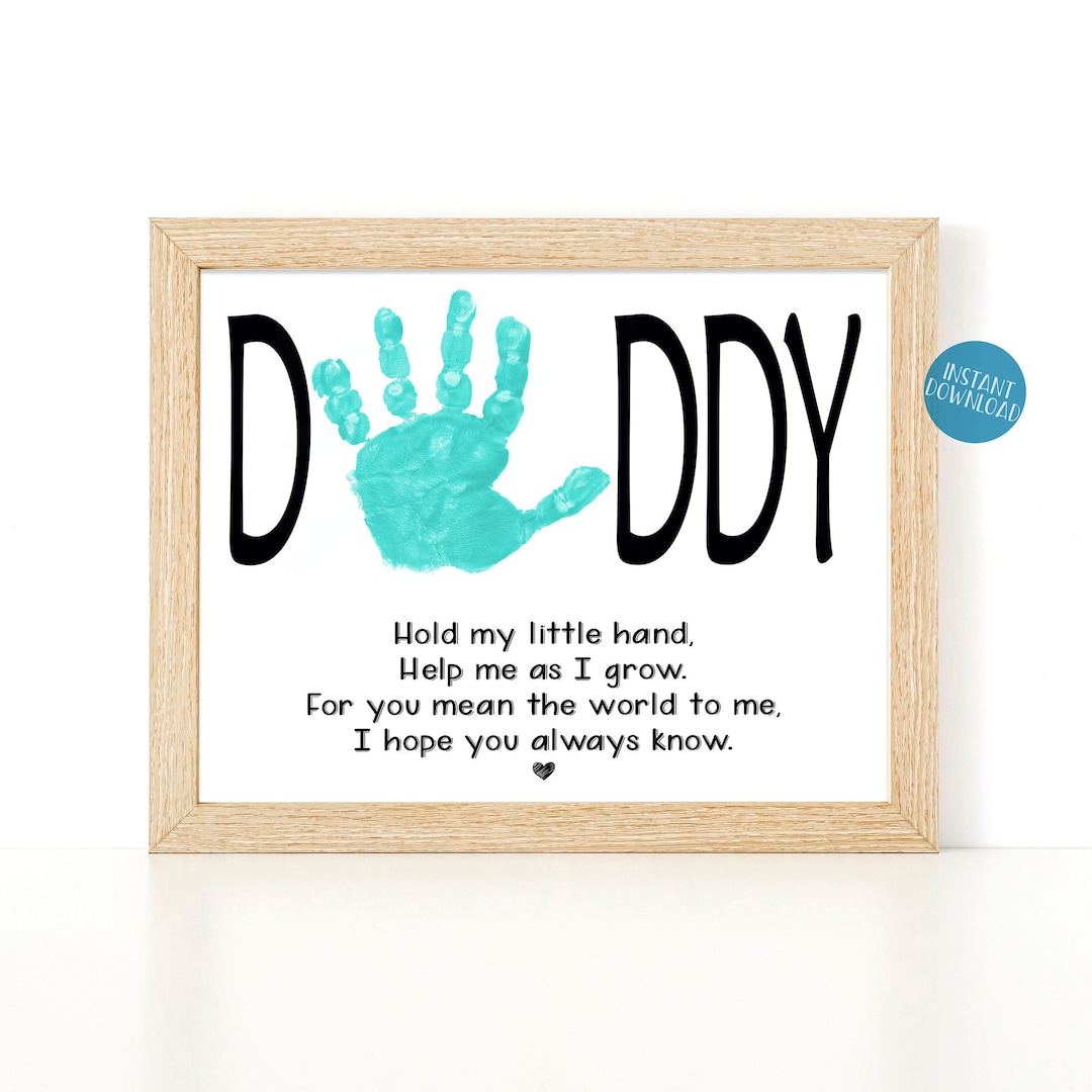 Handprint Art Dad Gift, DIY Kid Craft, Toddler Handprint Art, Gift From ...
