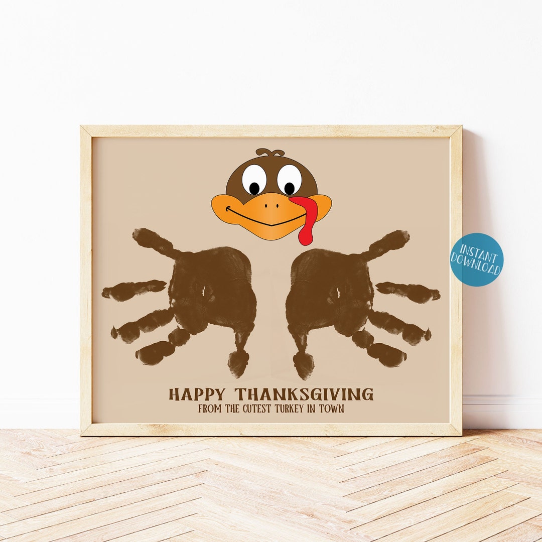 Thanksgiving Turkey Handprint Art, DIY Kid Craft, Handprint Keepsake ...