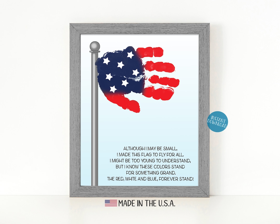 Flag Poem Handprint Craft, Memorial Day Patriotic Handprint Art for ...