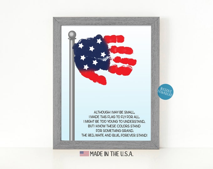 Flag Poem Handprint Craft, Memorial Day Patriotic Handprint Art for ...