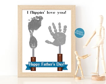 Father's Day Gift From Son Footprint Art Dad Birthday | Etsy