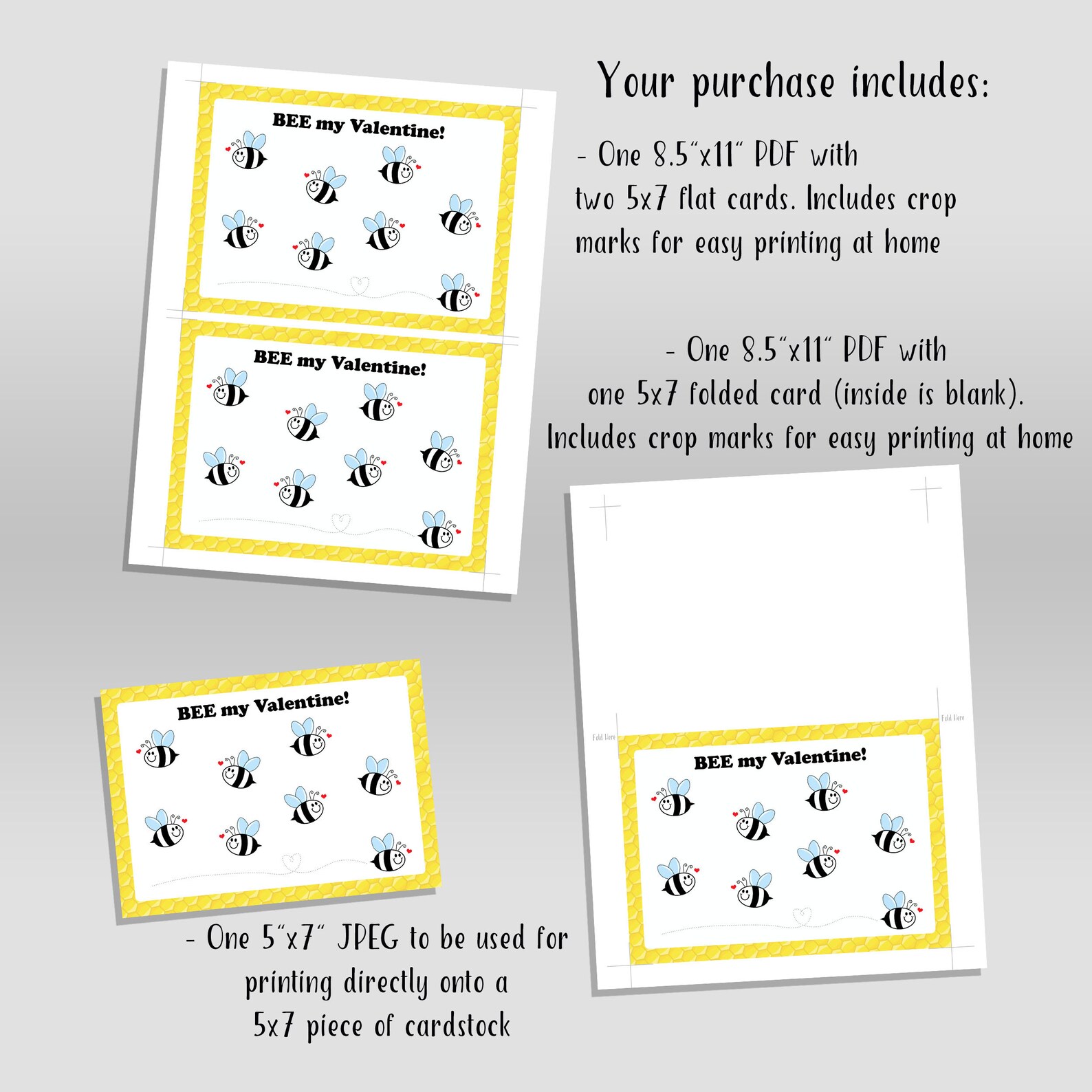 Printable Valentine's Day Card BEE Fingerprint Craft for - Etsy