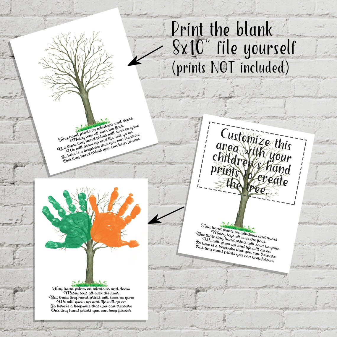 Family Tree Handprint Art, Handprint Tree, DIY Family Tree, Gift for ...