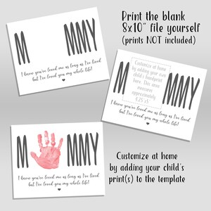 Handprint Keepsake Gift for Mom, Mother's Day Poem, Handprint Art, DIY ...