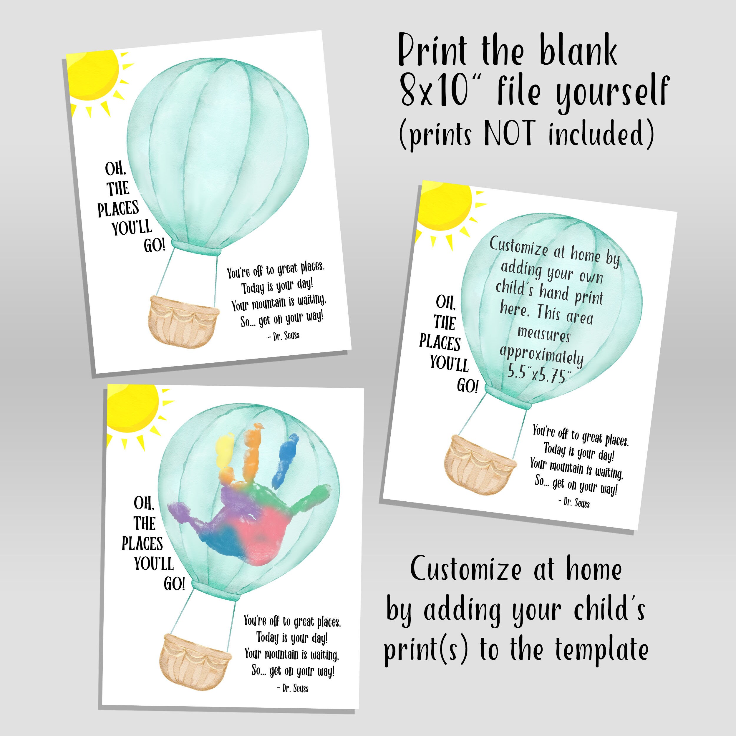 Oh the Places You'll Go Handprint Craft for Kids Dr Seuss - Etsy Australia