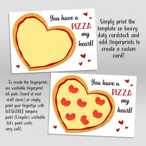 Pizza My Heart Printable Valentine's Day Card, Fingerprint Craft for ...