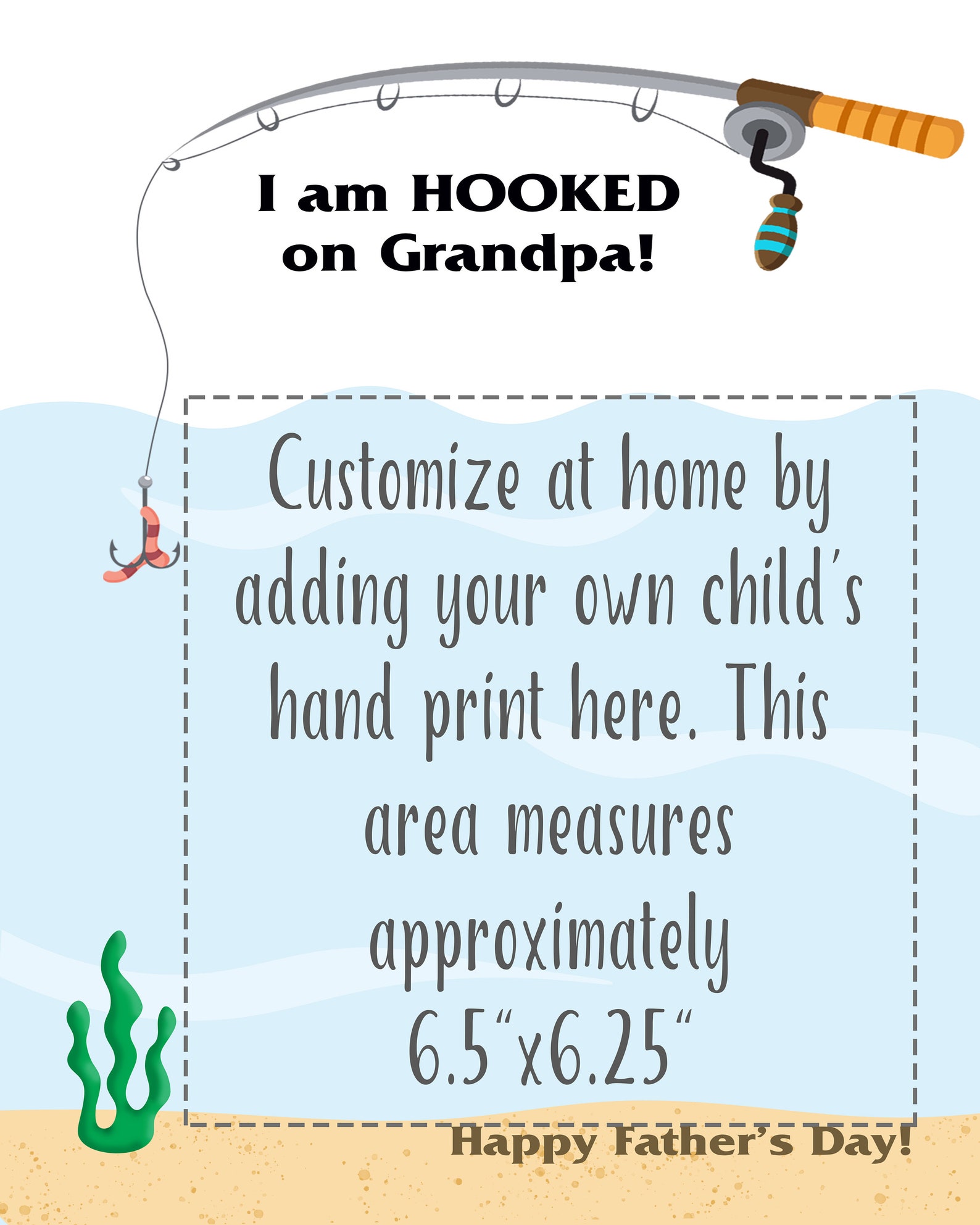 Hooked on Grandpa Toddler Handprint Art Baby Handprint - Etsy