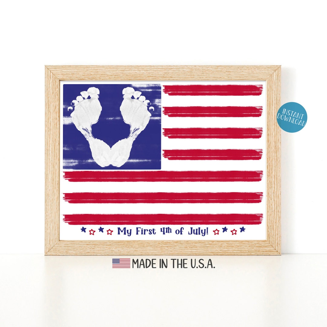 First Fourth of July American Flag Handprint Art, Independence Day ...