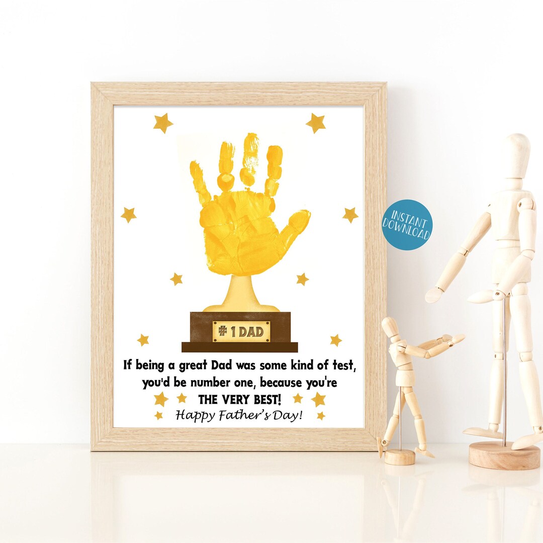 Trophy Handprint Art Gift for Dad, Fathers Day Handprint Craft, Gift ...