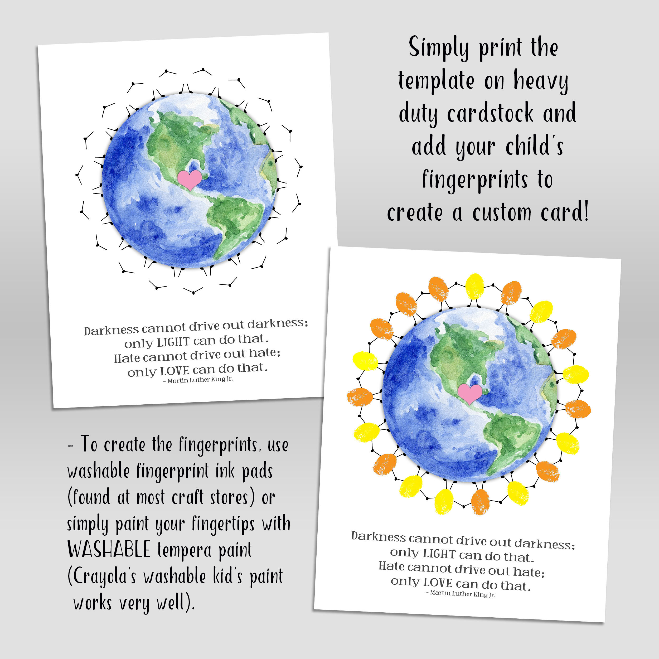 Martin Luther King Jr Craft for Kids, MLK Day Fingerprint Art, MLK ...