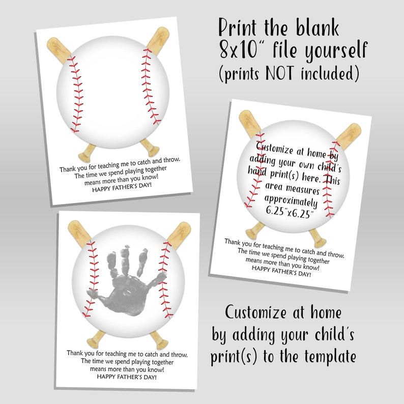 Father's Day Gift, Handprint Art Project for Kids, Baseball Dad Gift ...