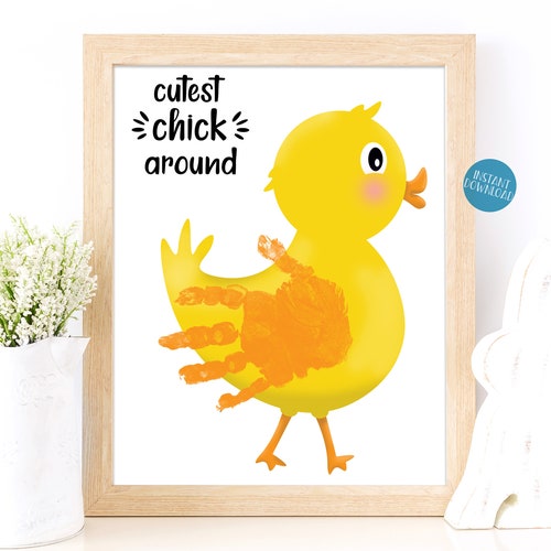 Easter Handprint Art Easter Chicken Handprint Keepsake DIY - Etsy