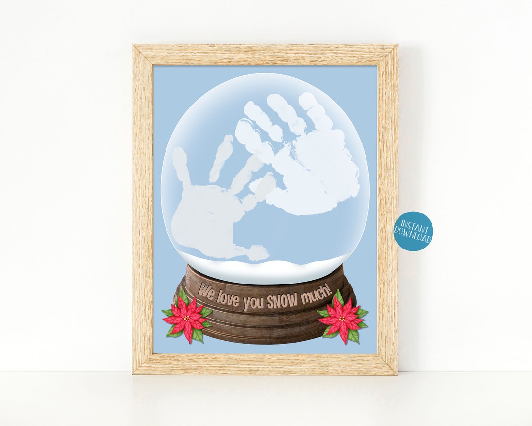 Winter Handprint Art, Baby Toddler Kids DIY Snow Globe Craft, Xmas ...