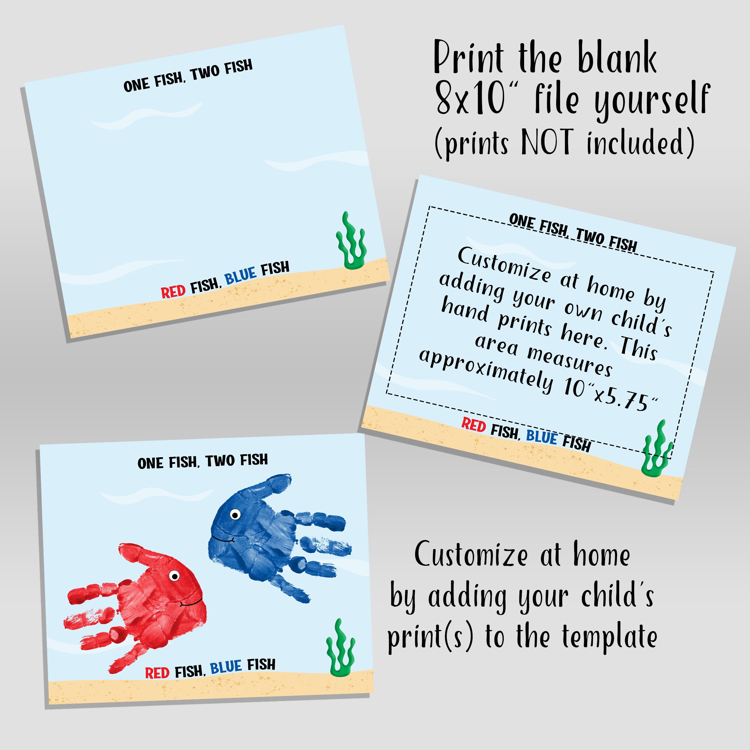 Dr Seuss Handprint Art for Kids One Fish Two Fish Red Fish - Etsy Canada