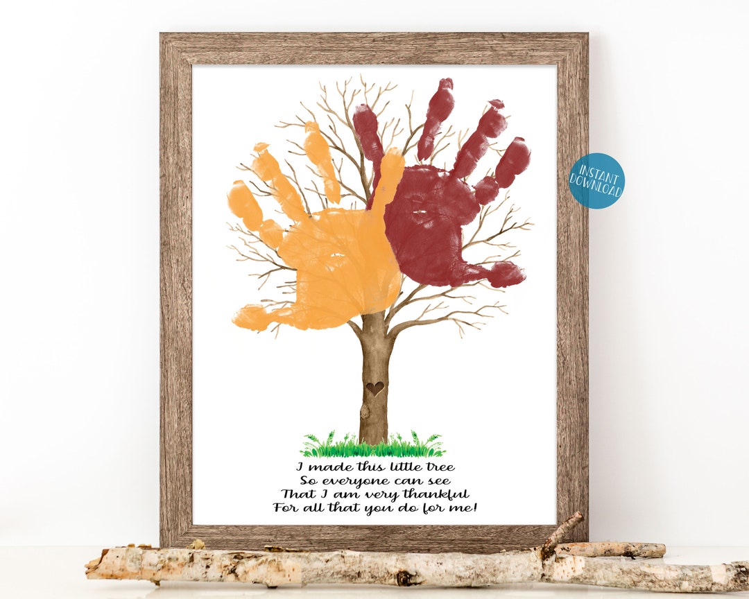 Thanksgiving Kid Craft, Handprint Tree Art, Gift for Mom, Handprint ...