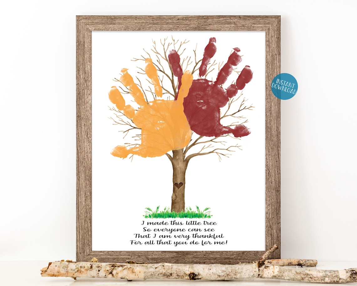 Thanksgiving Kid Craft Handprint Tree Art Gift for Mom - Etsy