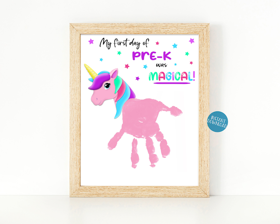 First Day of Pre-k Handprint Art Back to School Printable - Etsy
