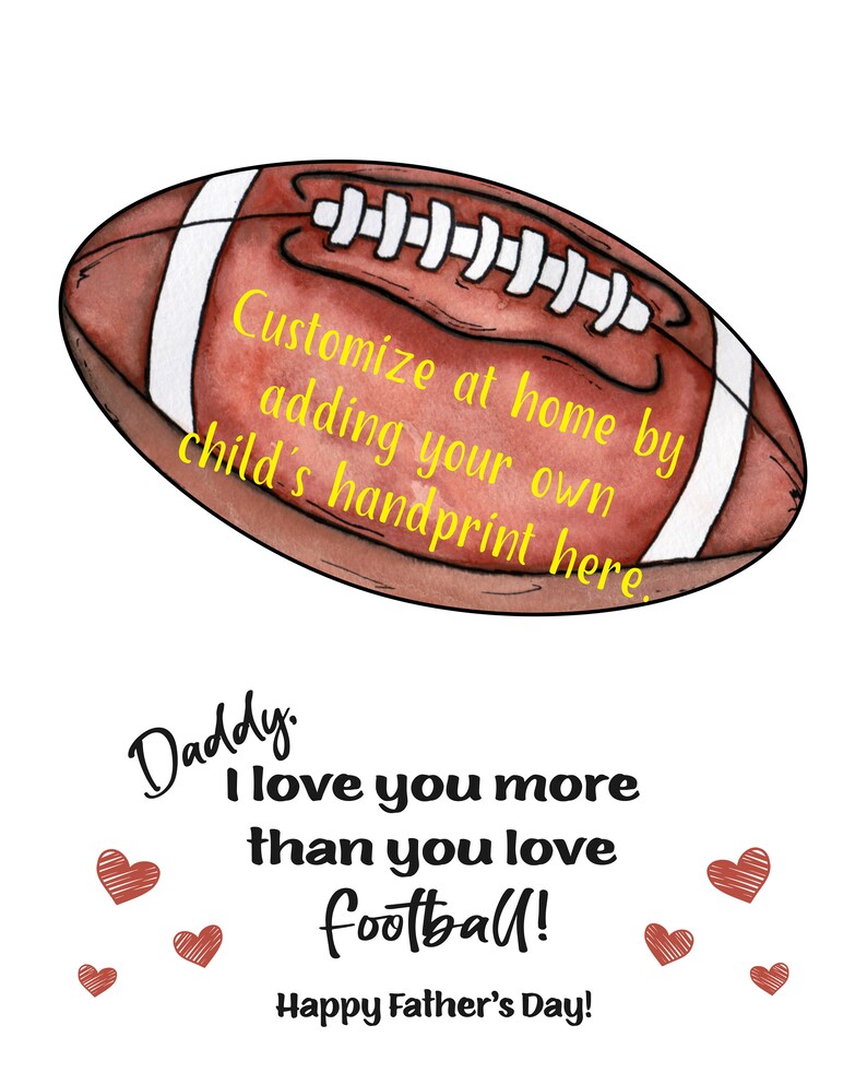 Father's Day Football Handprint Art Project Daddy - Etsy