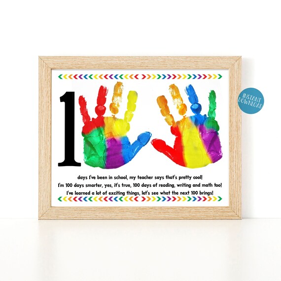 100 Days of School Activity Handprint Art for Kids 100th Day - Etsy