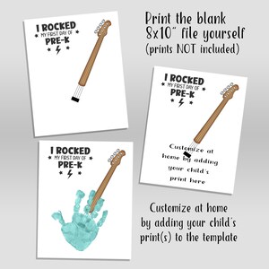 Rocked Prek Handprint Art Project, First Day of School Handprint Guitar ...