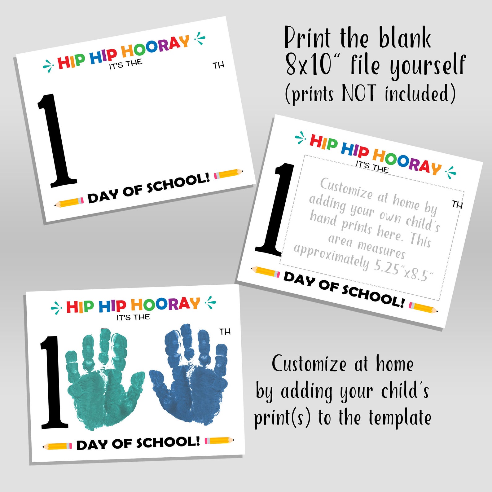 100 Days of School Activity Handprint Art for Kids, 100th Day Handprint ...