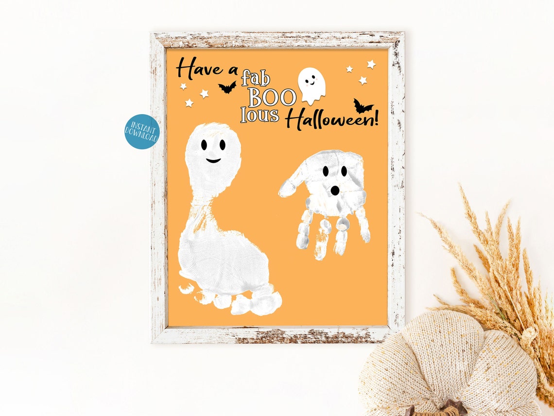Fabboolous Halloween Ghost Handprint Art Toddler Footprint - Etsy
