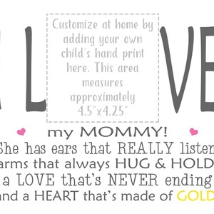 Handprint Art Mommy Gift, Mother's Day, Birthday Handprint Craft ...