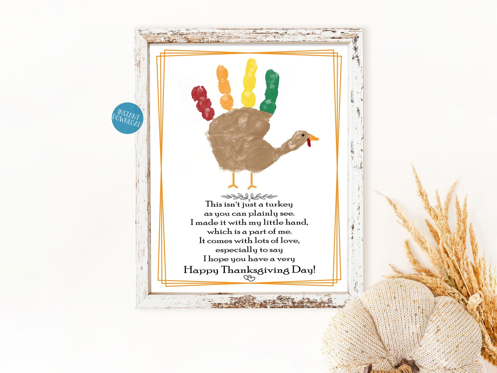 Thanksgiving Handprint Art, DIY Kid Craft, Handprint Keepsake, Fall ...