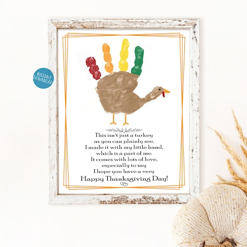 Thanksgiving Handprint Art Project DIY Kid Craft Kit Baby - Etsy