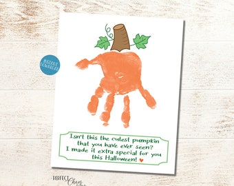 Halloween Handprint Art Pumpkin Handprint Craft for Kids | Etsy