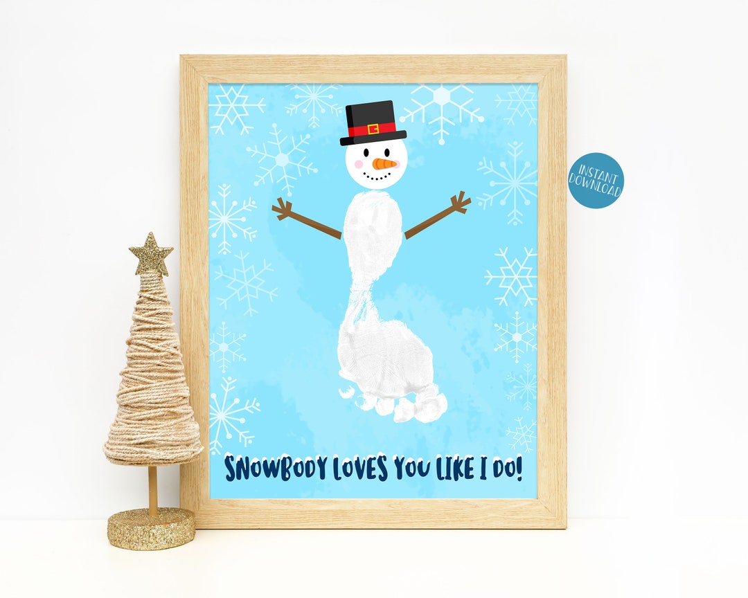 Christmas Footprint Art, DIY Kid Crafts, Snowman Footprint Christmas ...