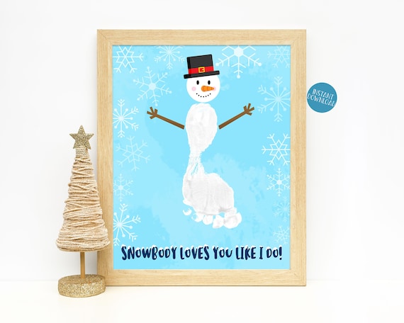 Christmas Footprint Art DIY Kid Crafts Snowman Footprint | Etsy