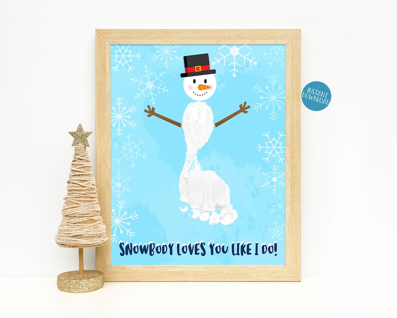 Christmas Footprint Art DIY Kid Crafts Snowman Footprint - Etsy