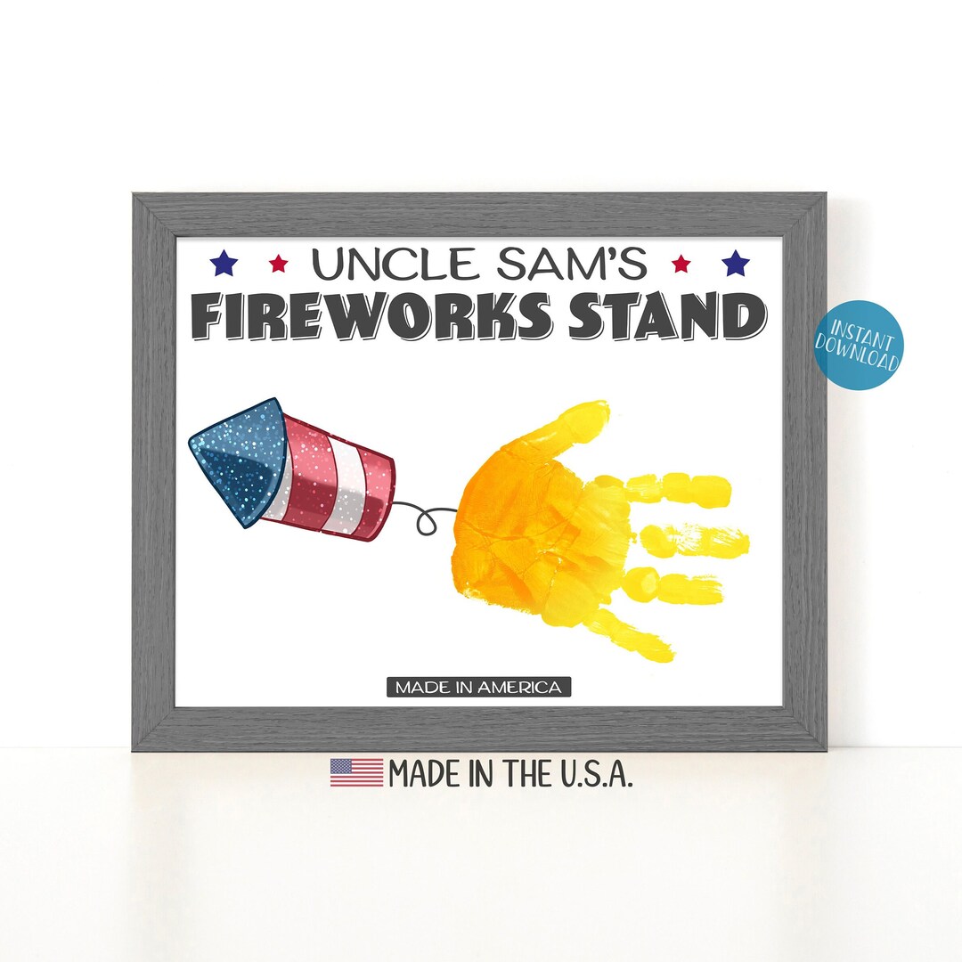 Firework Handprint Keepsake, Baby 4th of July Handprint Craft, July 4th ...