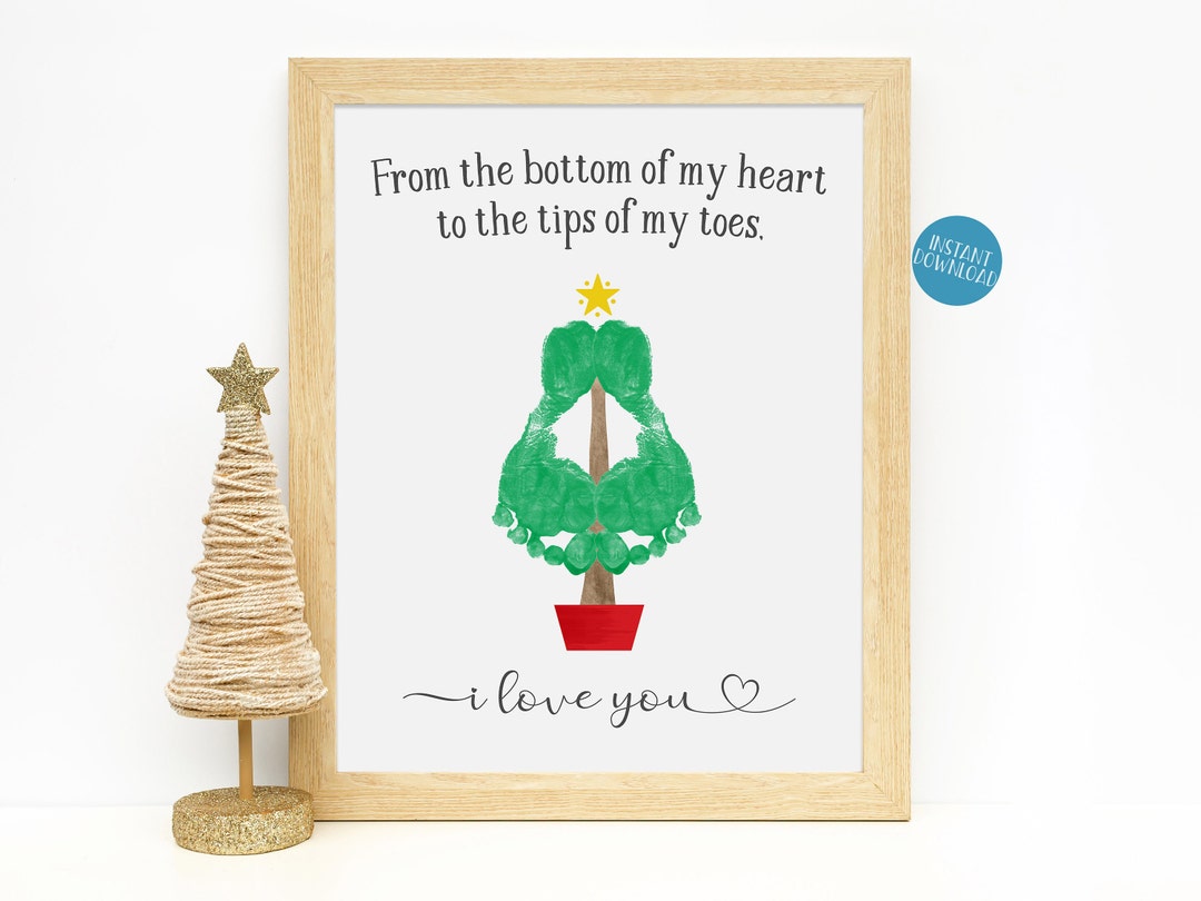 Christmas Footprint Art, Christmas Printable, Xmas Craft Keepsake Art ...