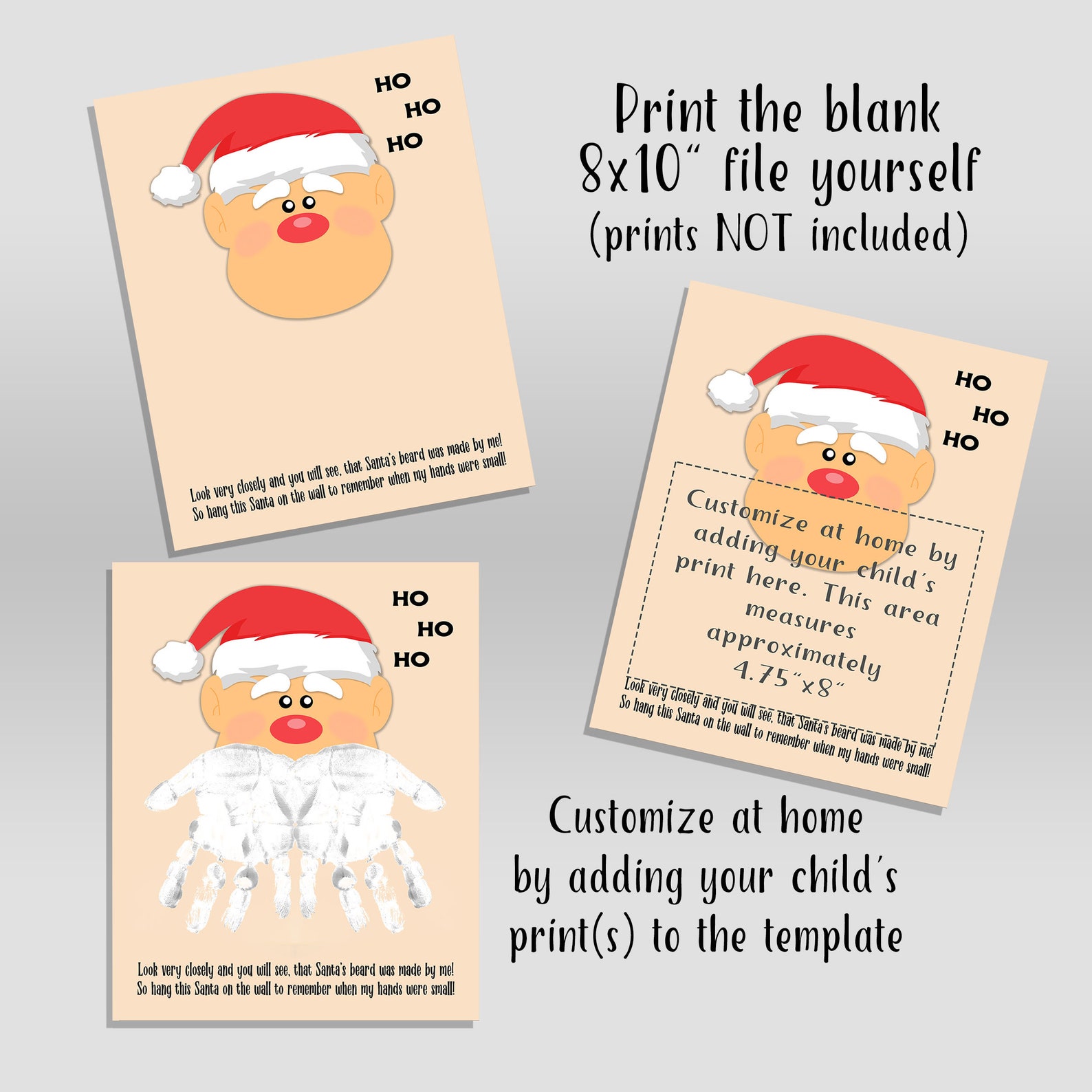 Santa Handprint Craft Christmas Xmas Art Project for Kids | Etsy